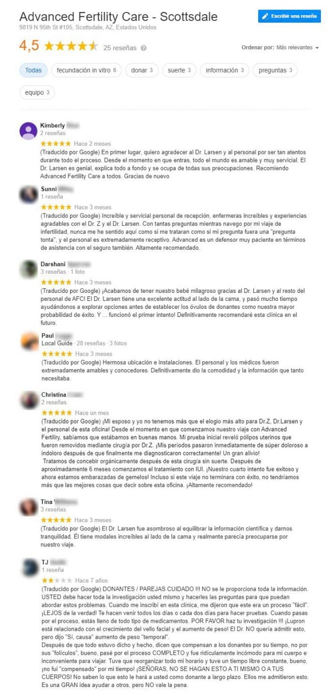 Análisis de la clínica Advanced Fertility Care: tratamientos y tasas de ...